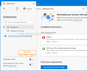 Microsoft Edge Enable Developer Mode | Password Recovery