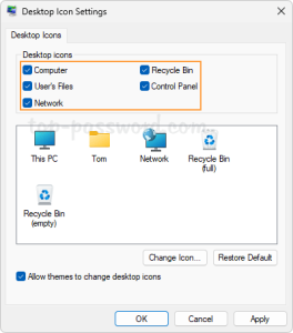 2 Methods to Add or Remove Default Desktop Icons in Windows 11 | Password Recovery